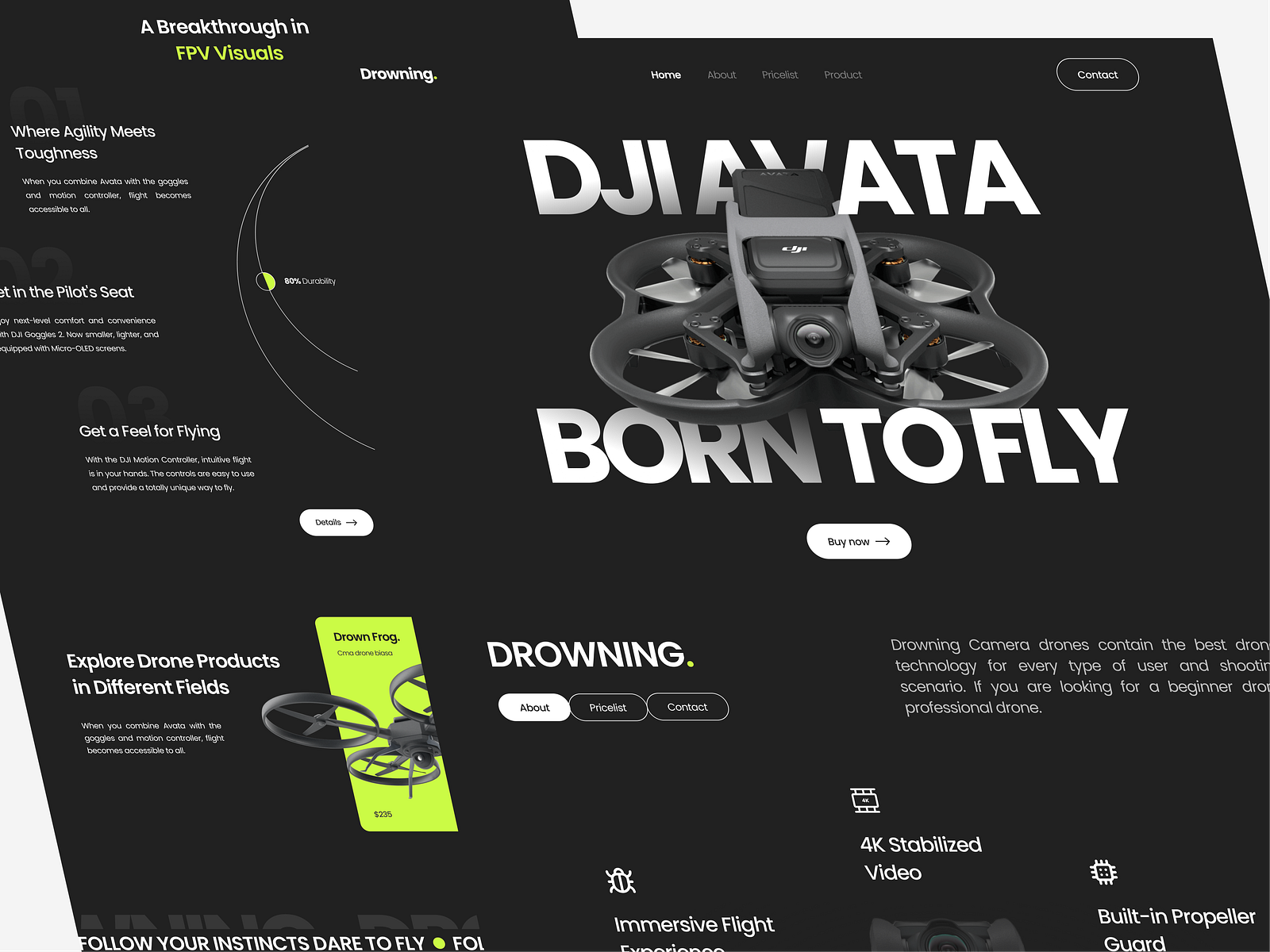 Drowning - Drone Landing Page Design Concept by Ahmad Dimas 🞾 on Dribbble