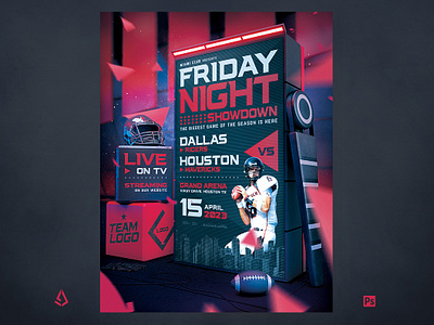 Football Night Flyer NFL Football Game Template by Storm Designs on ...