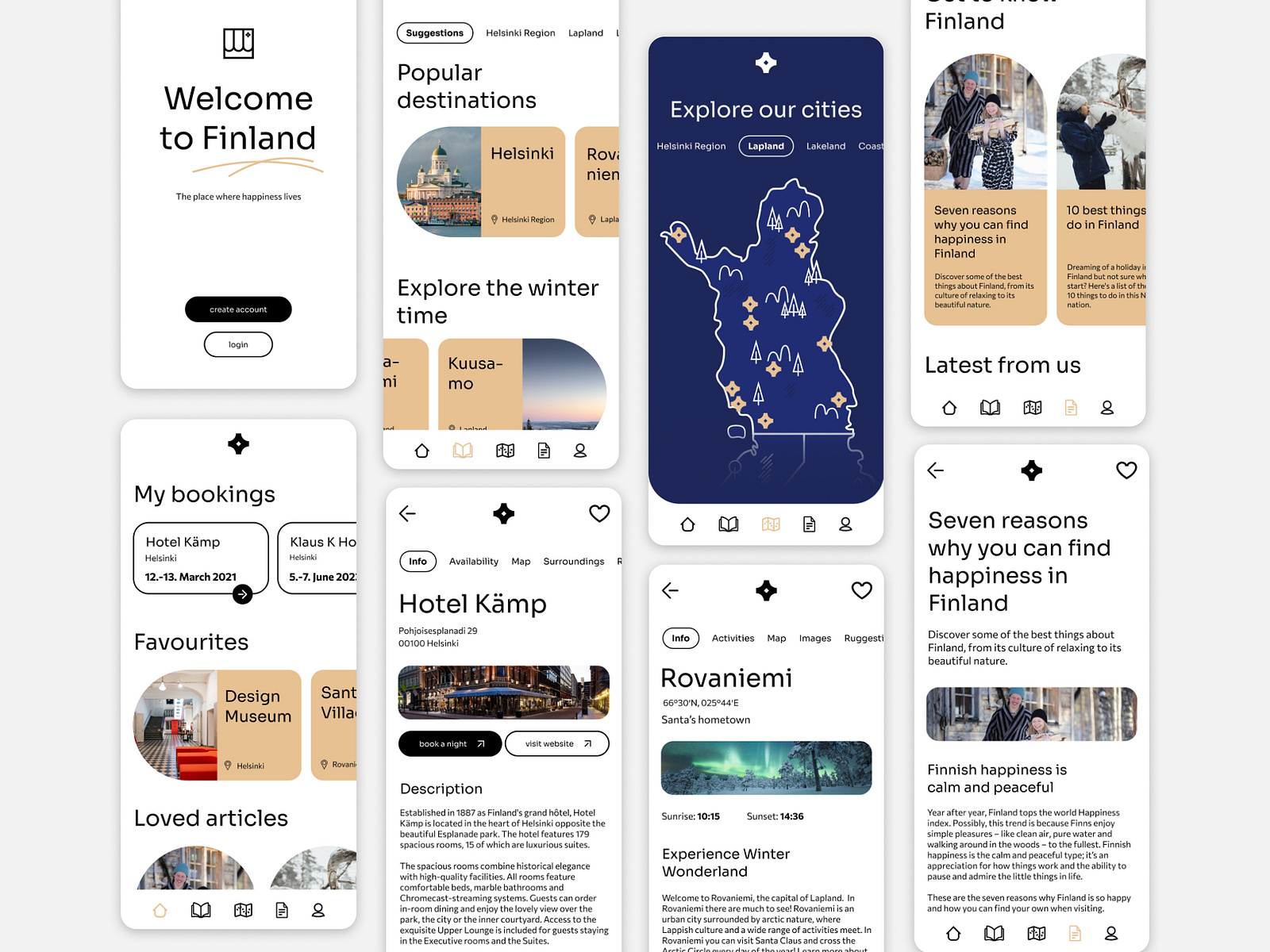 Visit Finland mobile travel app by Anna-Kaisa Parviainen on Dribbble