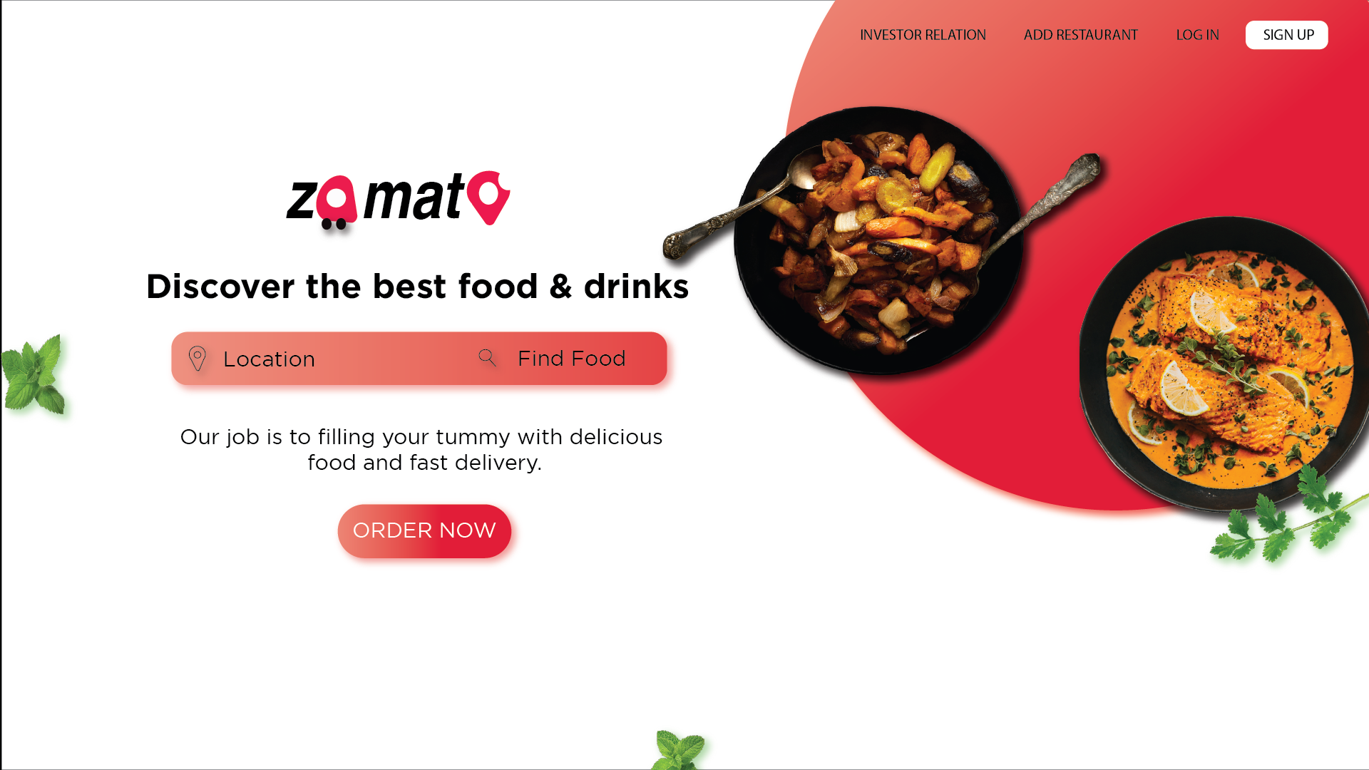 Redesign Zomato logo and landing page by Kumari Sailja on Dribbble