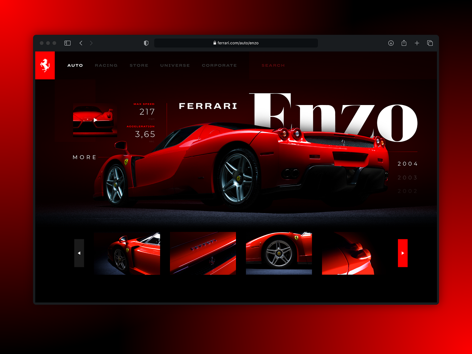 UI Concept | Ferrari Enzo by Alex Wayne on Dribbble