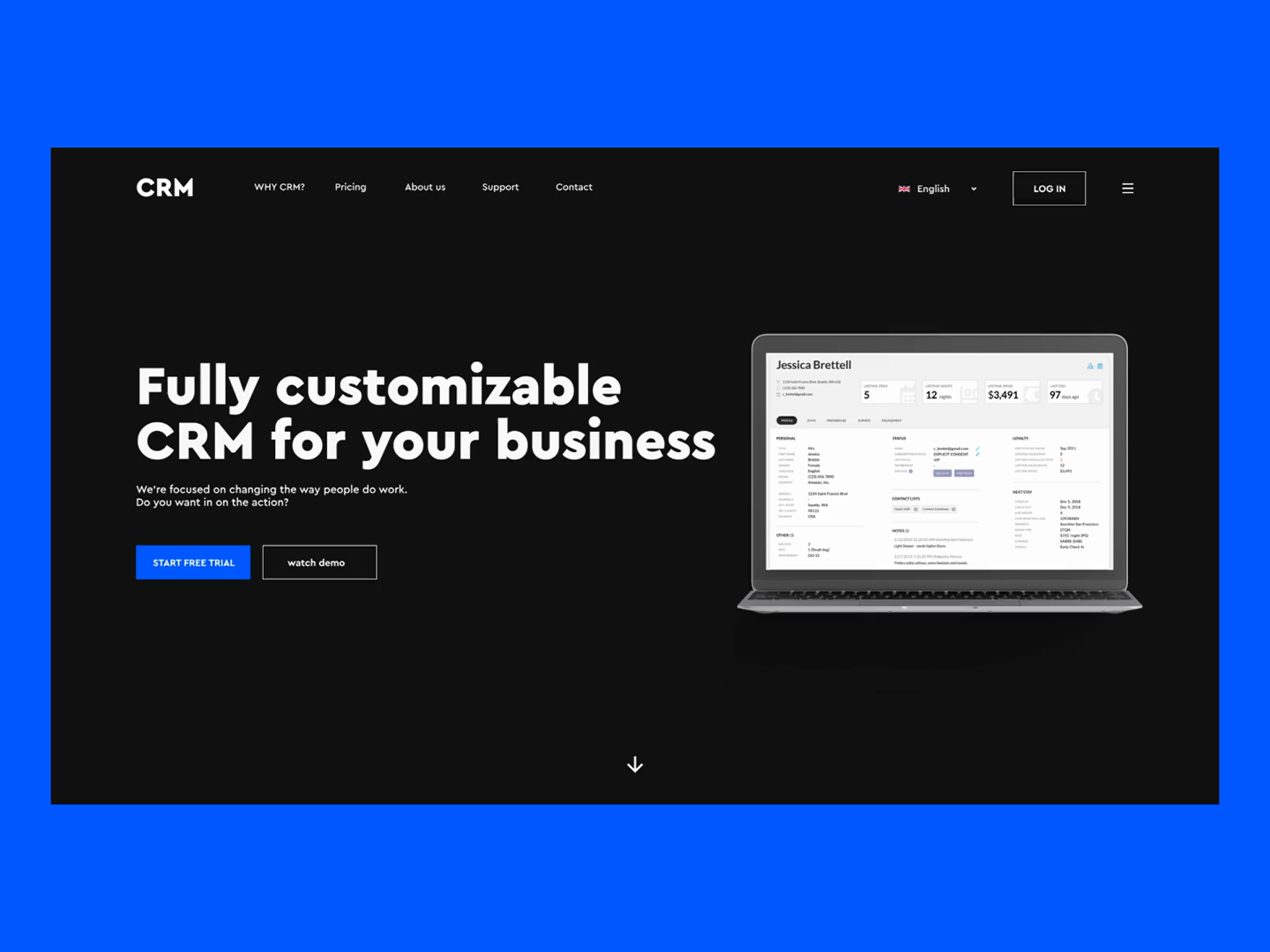CRM homepage design by Broworks on Dribbble