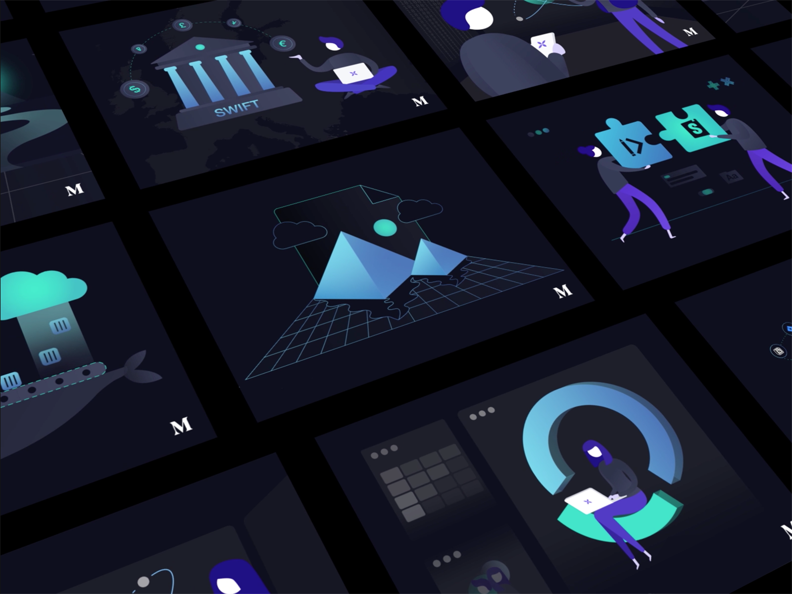 Medium illustrations by Saba for Qonto on Dribbble