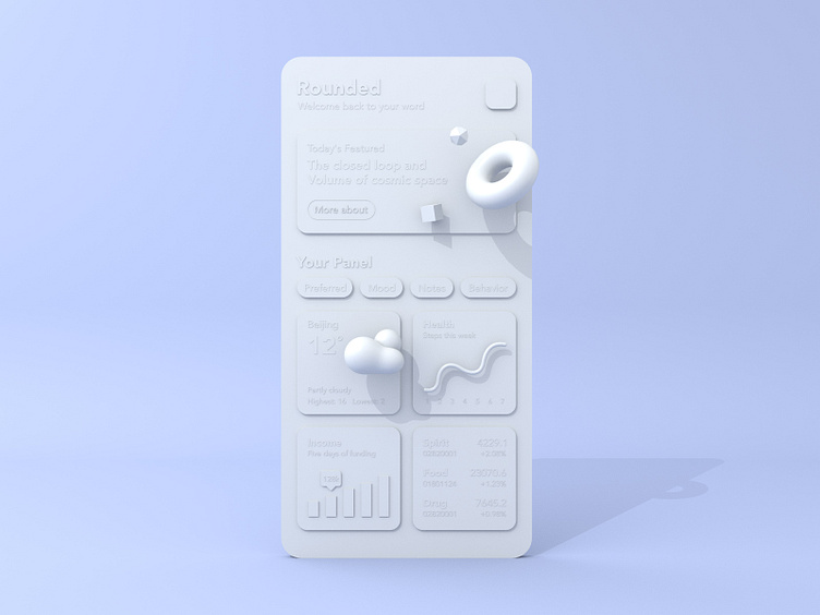 3D interface by Rounded Rectangle on Dribbble
