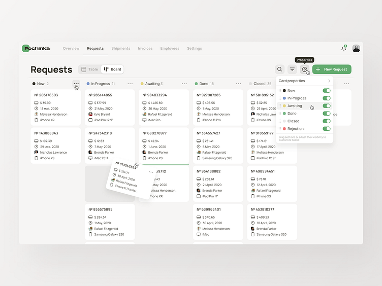 Interactions on Requests Page • Table & Board by Anton Proshkuratov on ...