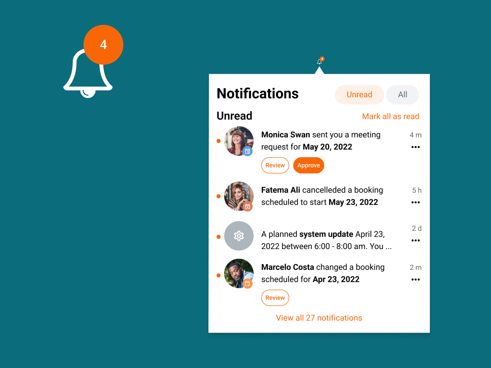 Notifications display by Helena Lozano for OutSystems on Dribbble