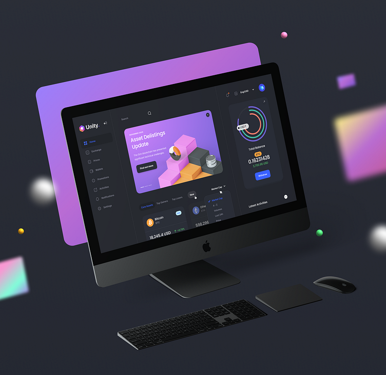 Unity Dashboard Kit: Exchange 🤑 by Tran Mau Tri Tam for UI8 on Dribbble