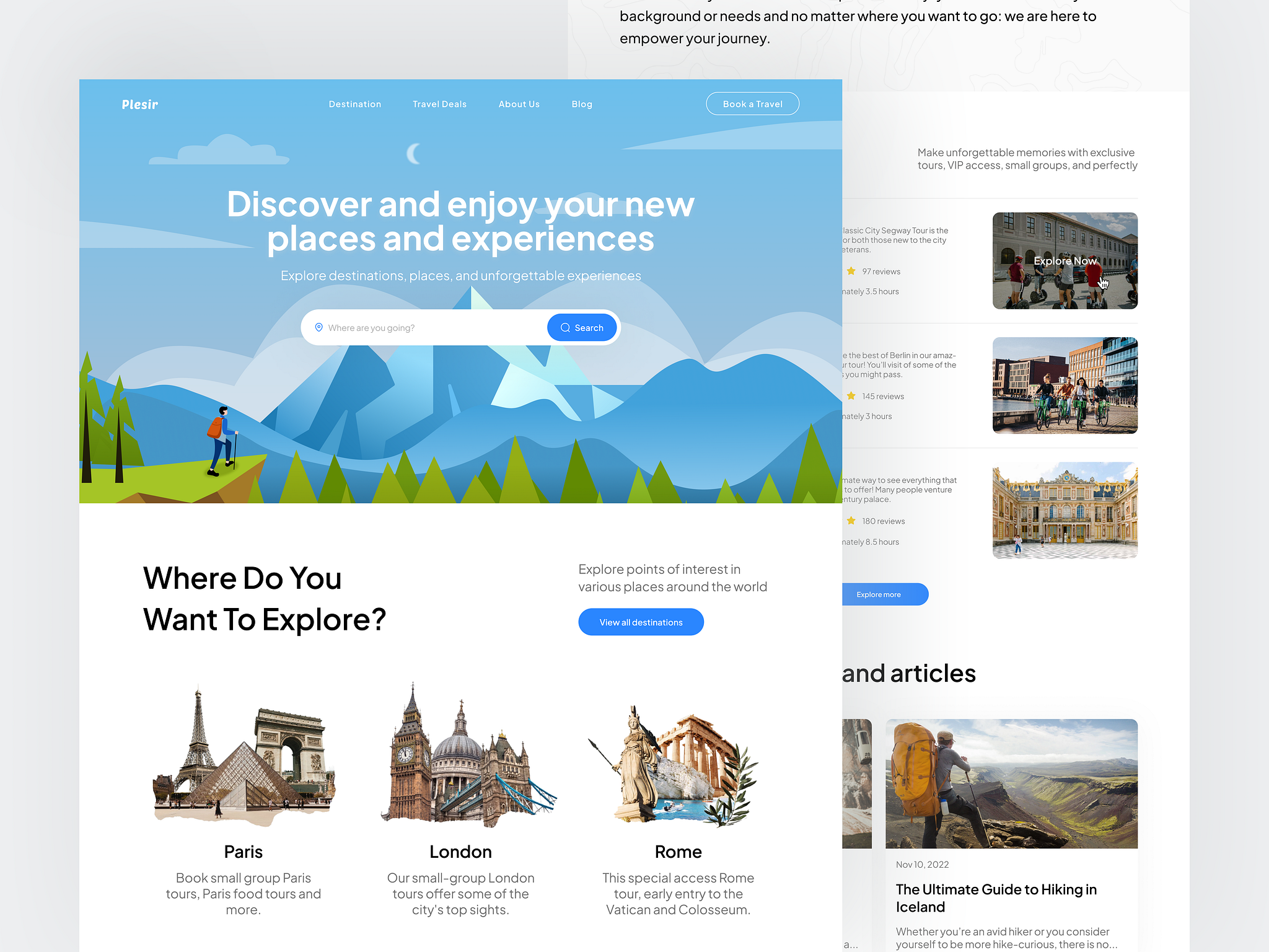 Plesir - Travel Landing Page by Yoğa Pratama for Korsa on Dribbble
