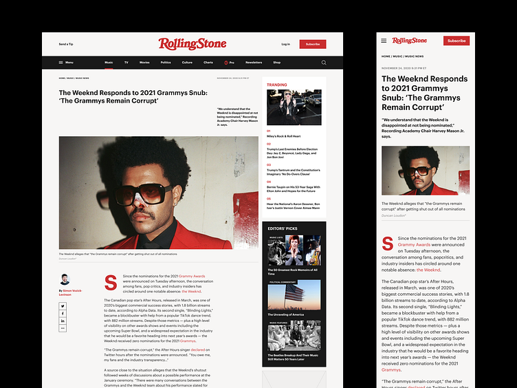 Rolling Stone Magazine Redesign Concept by Оlya Pisareva on Dribbble