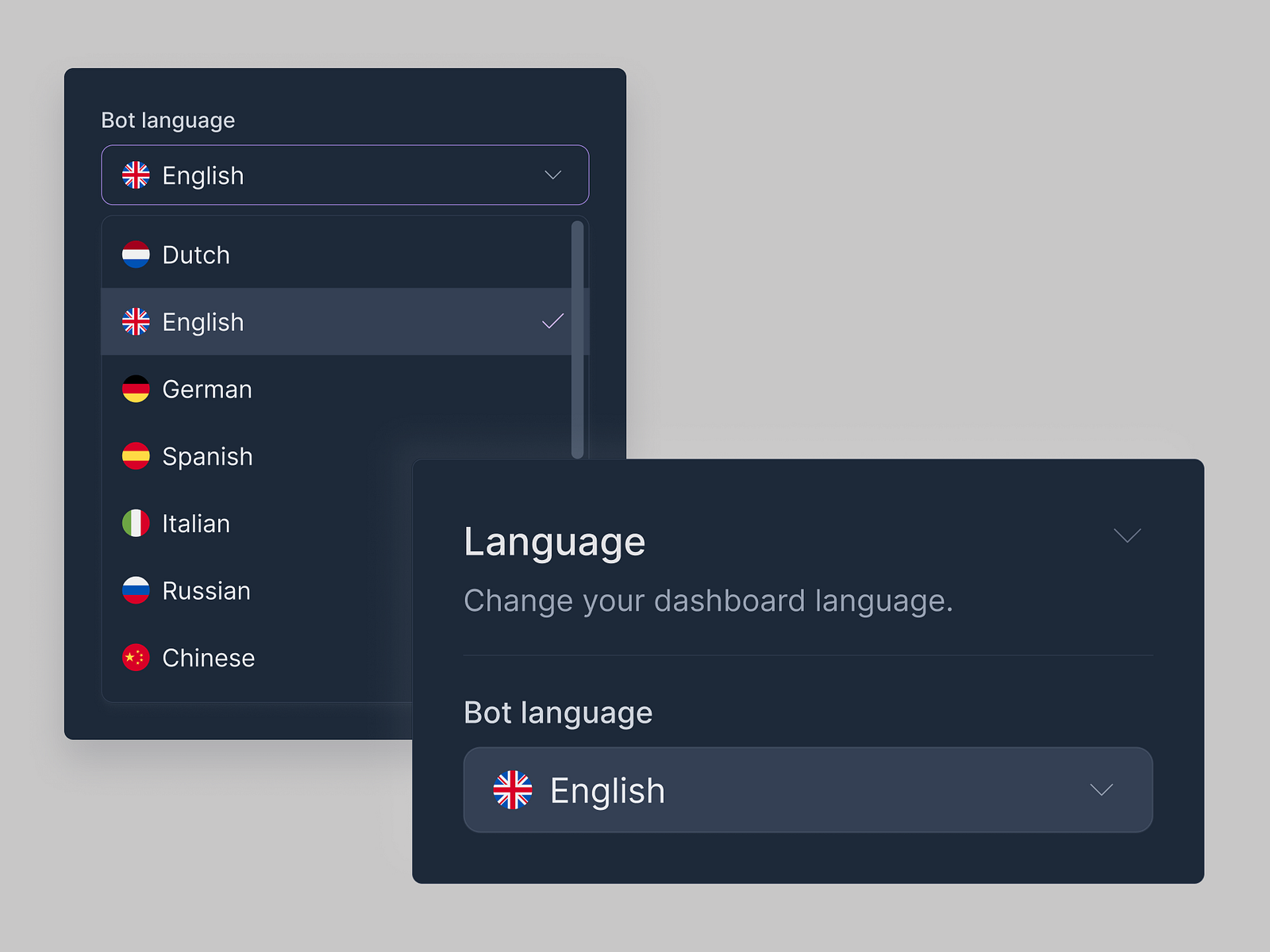 Language dropdown: Discord Bot Dashboard for Droid by Mart Pijnen on ...