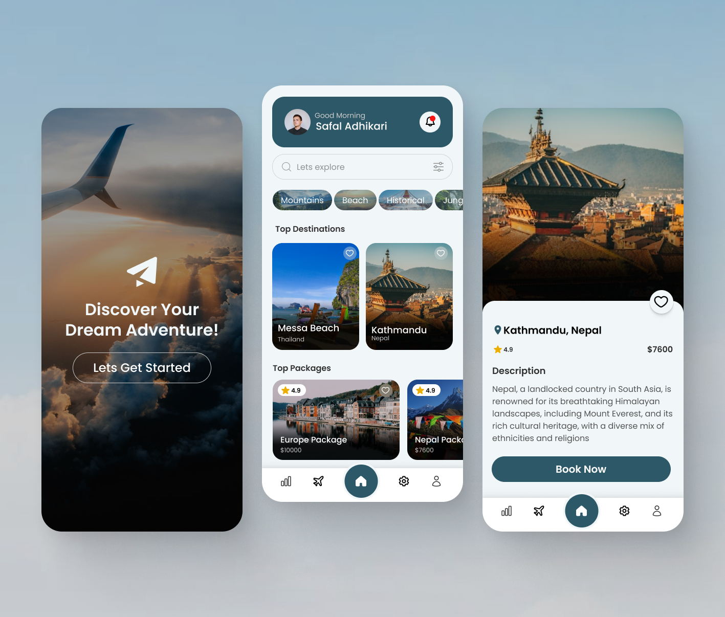 Travel App UI/UX Design by Safal_ui.ux on Dribbble
