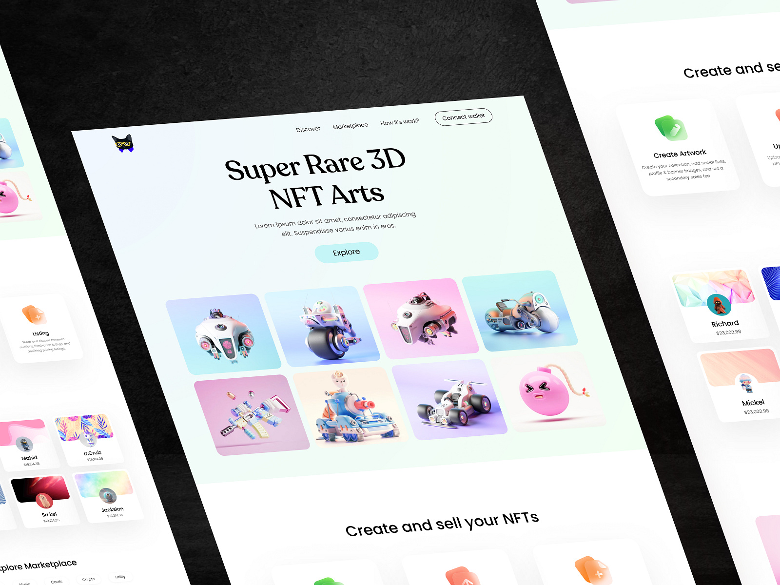 3D NFT Arts Website by Hridoy Ahmed® for Dude Shape on Dribbble