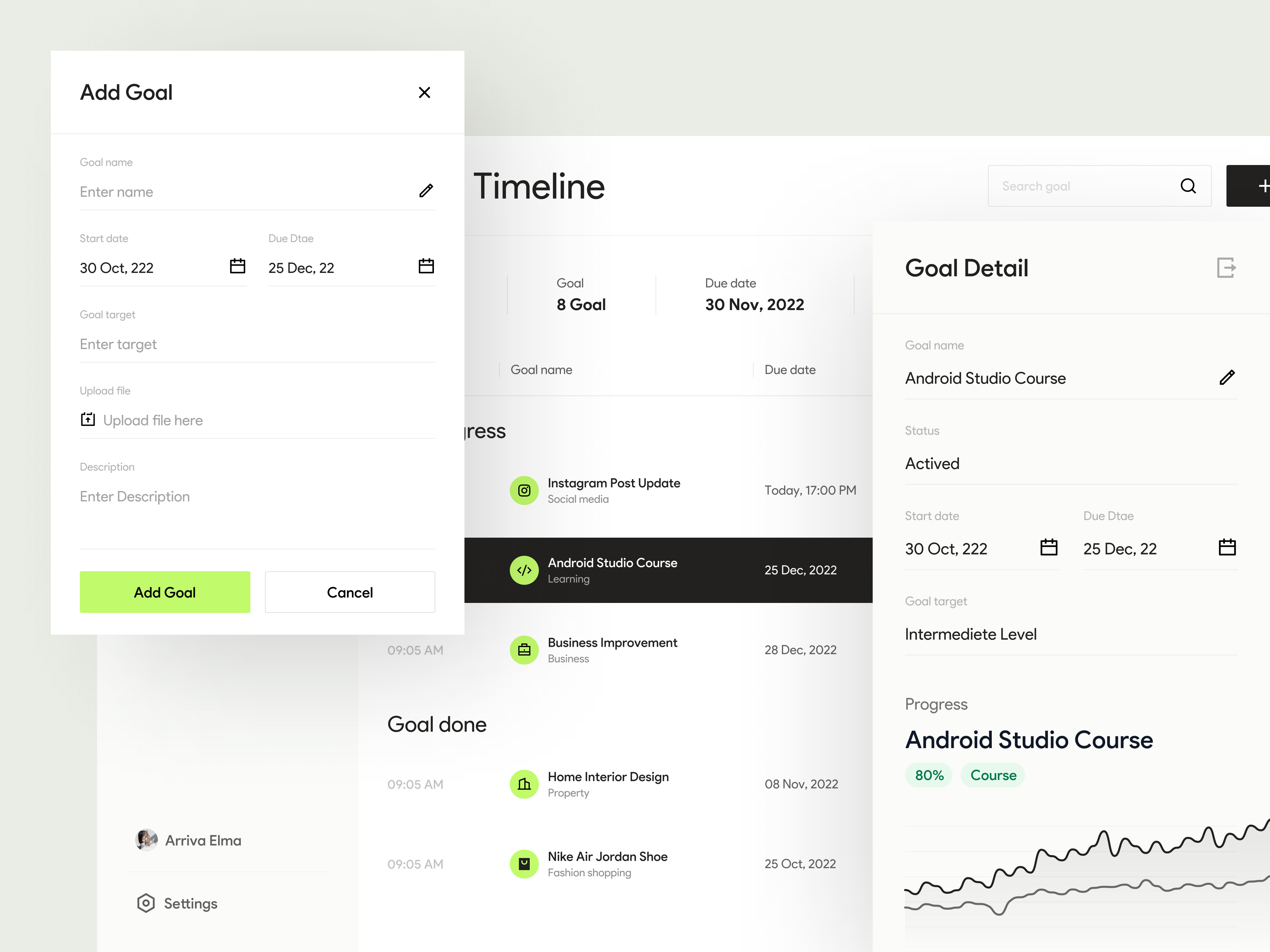 Personal Goal Tracker - Dashboard by Luky Erdiand for Morva Labs on ...