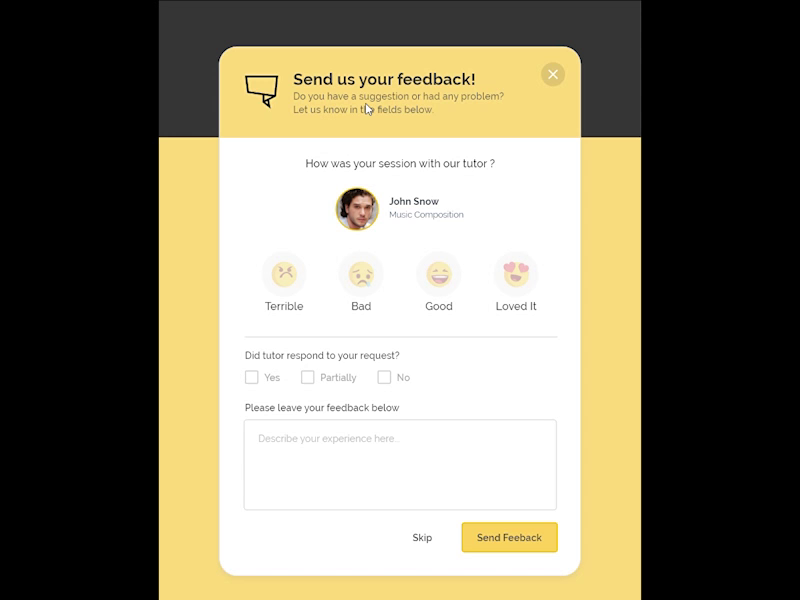 Feedback Modal (Pop-Up) by Abhishek Thakur on Dribbble