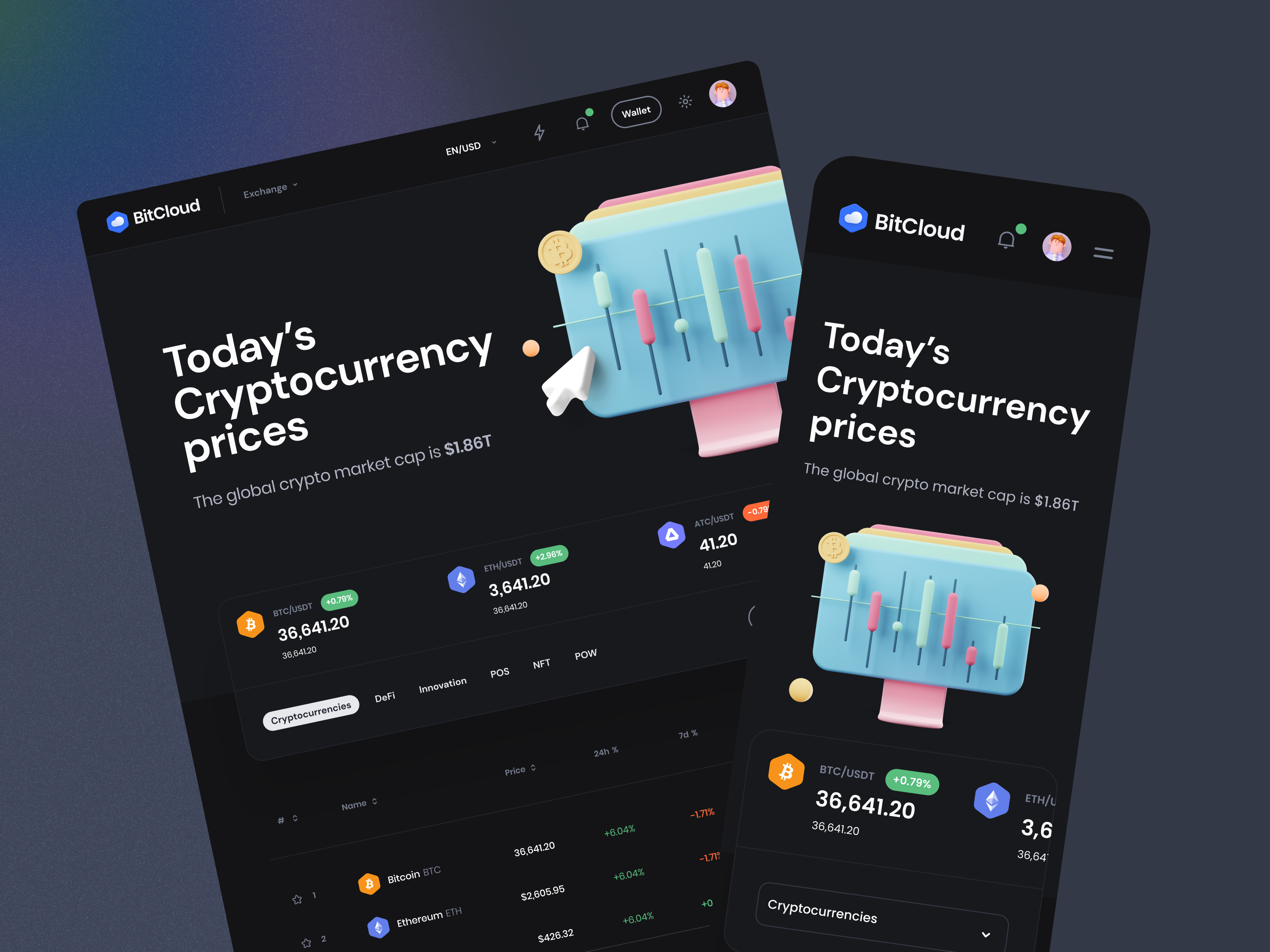 Bitcloud – Dark Theme by Tran Mau Tri Tam for UI8 on Dribbble