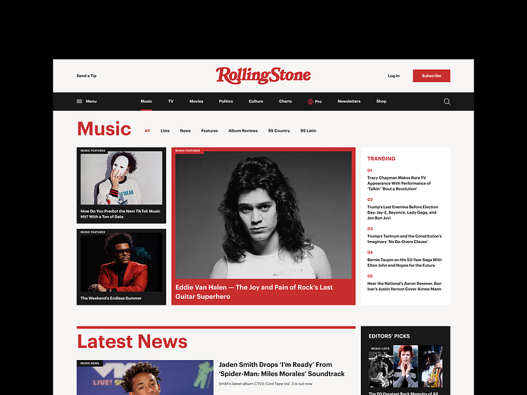 Rolling Stone Magazine Redesign Concept by Оlya Pisareva on Dribbble