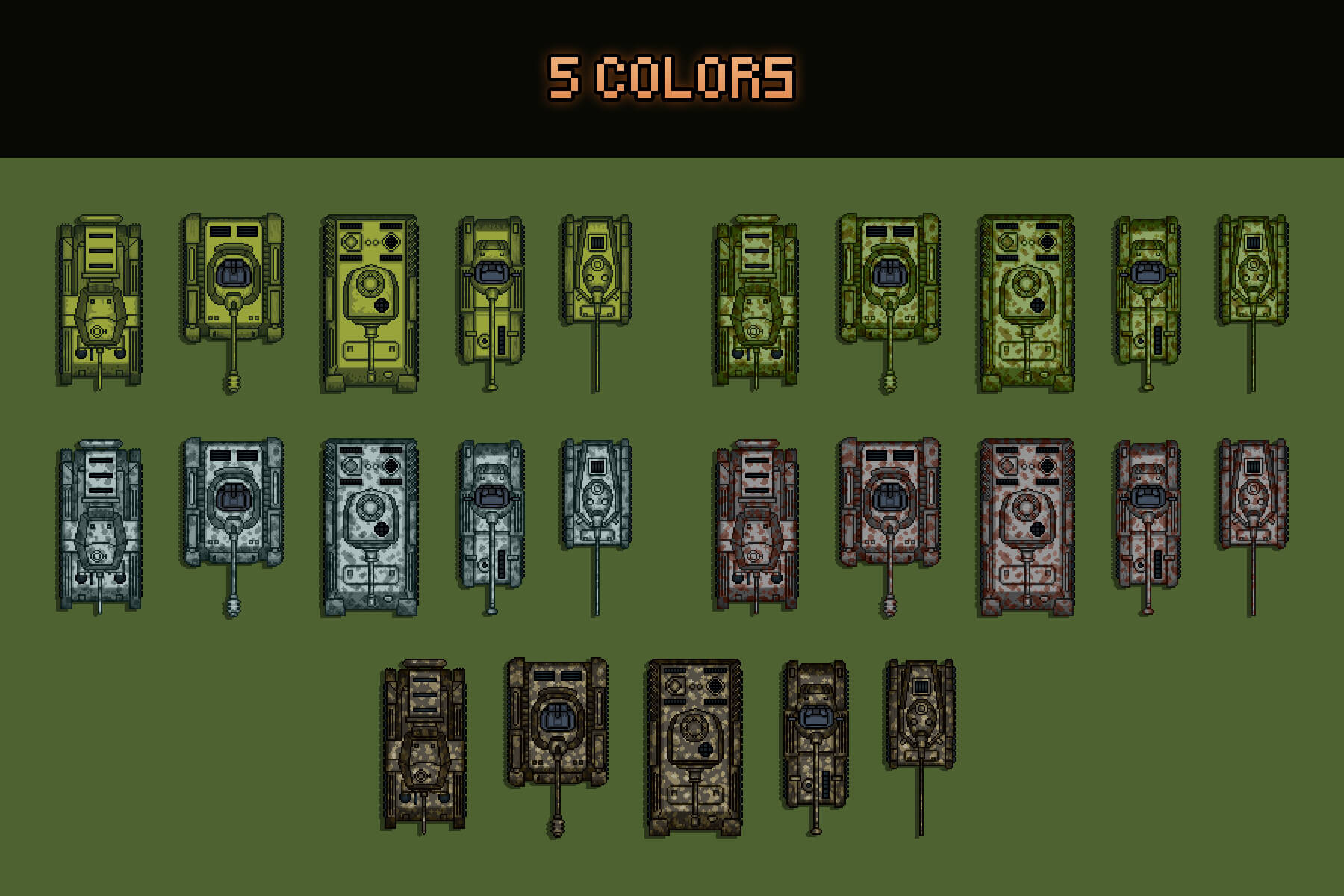Top Down Tank Sprites Pixel Art by 2D Game Assets on Dribbble