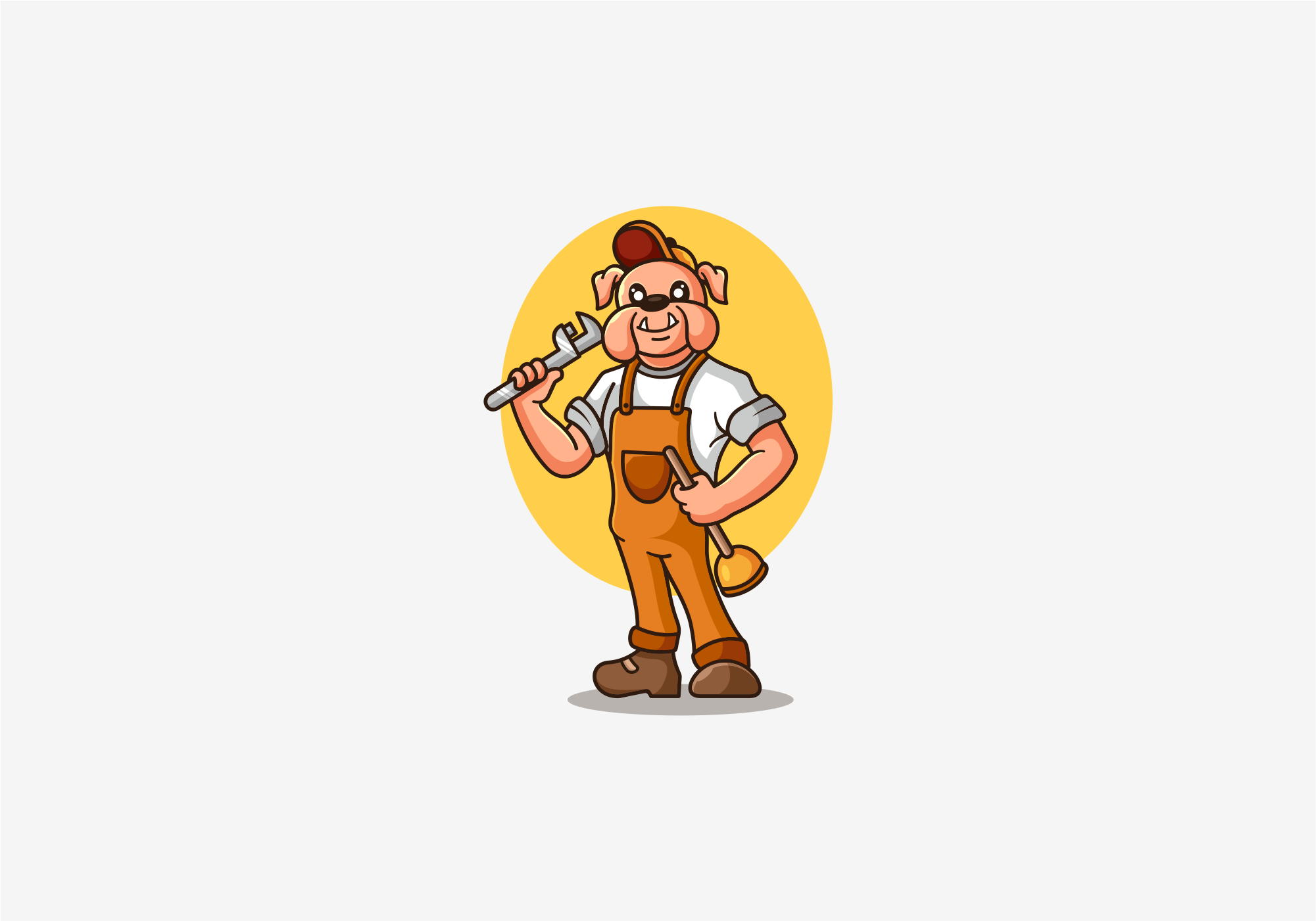 plumber bulldog character mascot by Artmosfer_Std on Dribbble