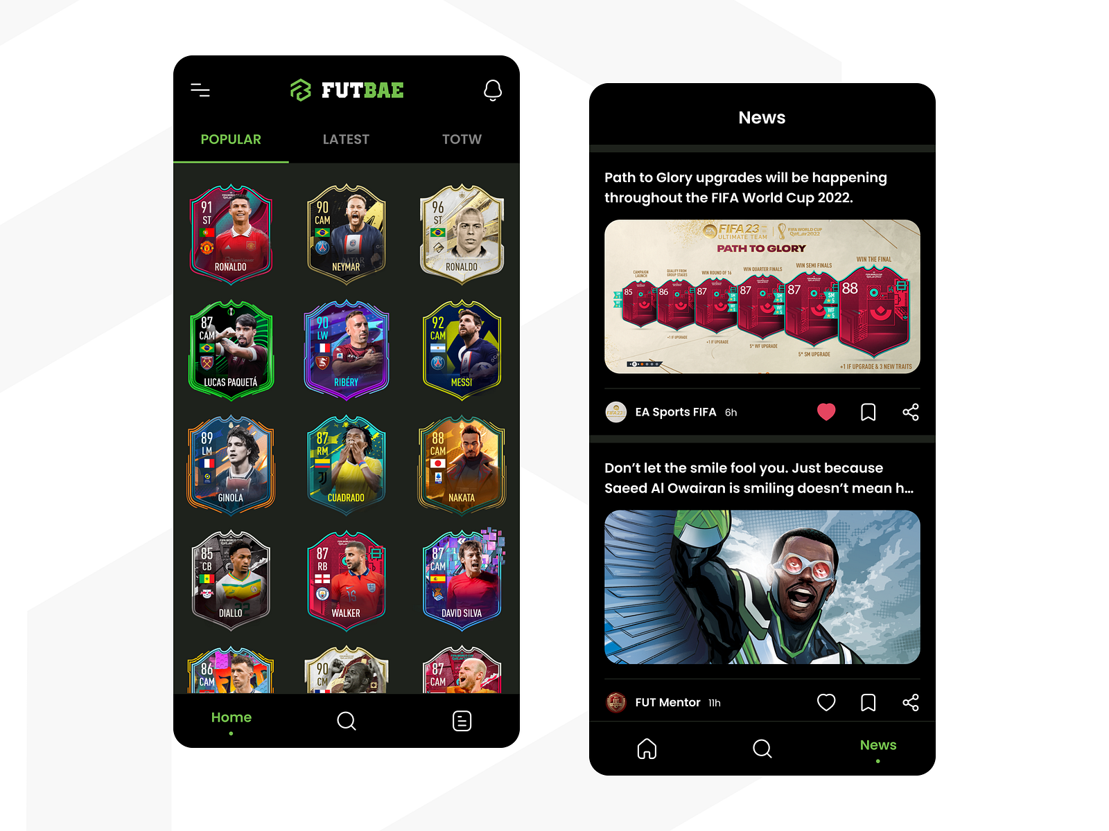 FIFA Ultimate Team App - UI Design (Mobile) by Avrojyoti Das on Dribbble