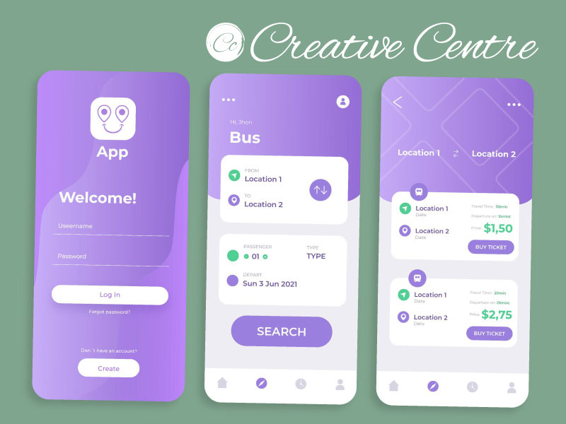 Bus Booking App by Creative Centre on Dribbble