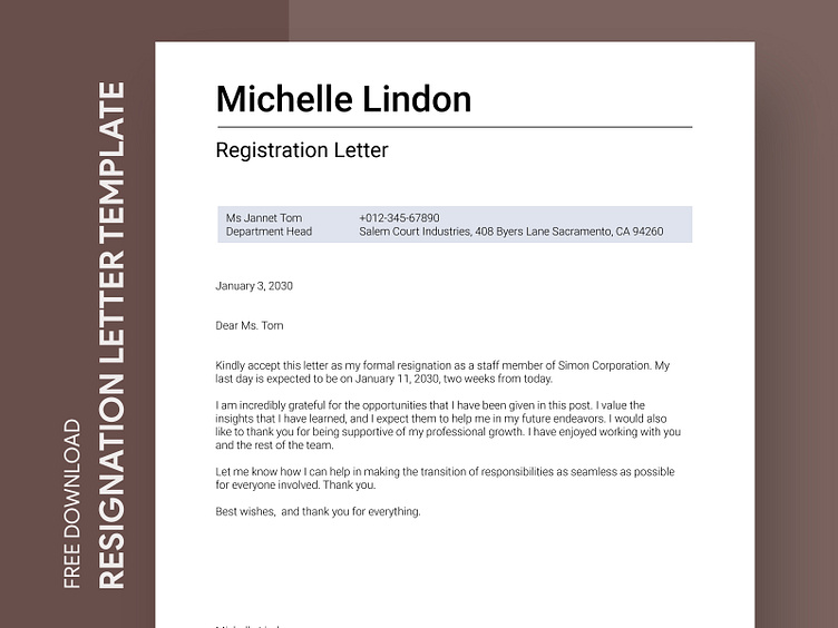 Resignation Letter Free Google Docs Template by Free Google Docs ...