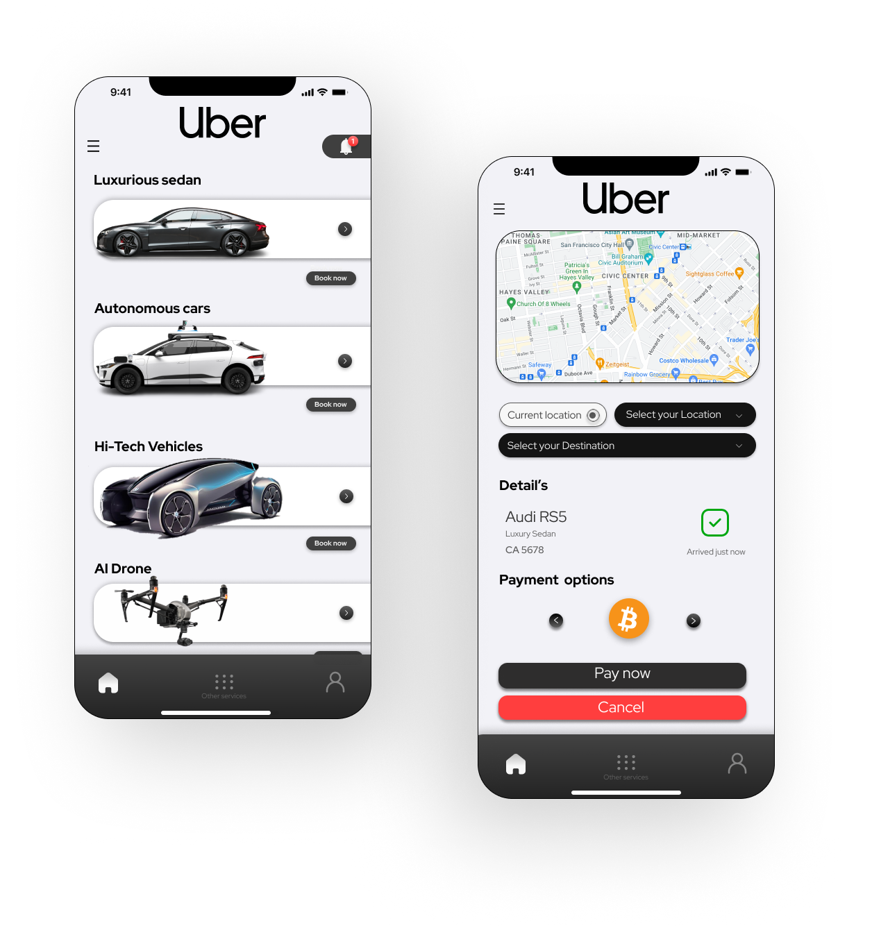 Uber futuristic Minimal UI concept by Harin on Dribbble