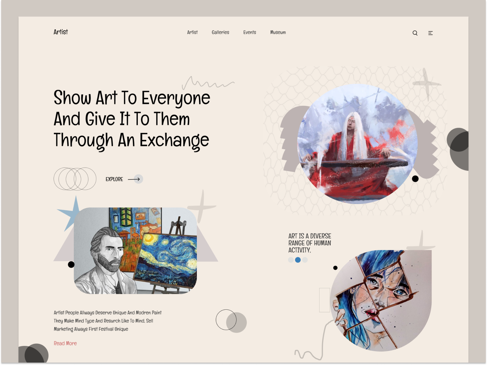 Artist Web UI by Nayon Roy on Dribbble
