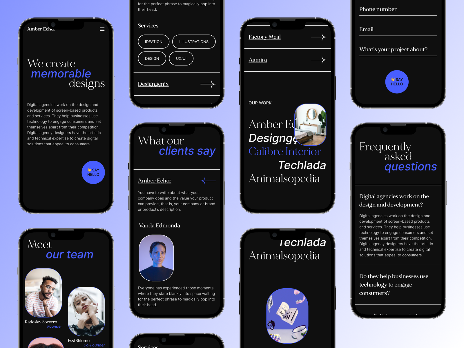 Amber Echœ Design Agency - Mobile Adaptation Screens by Zhenya ...