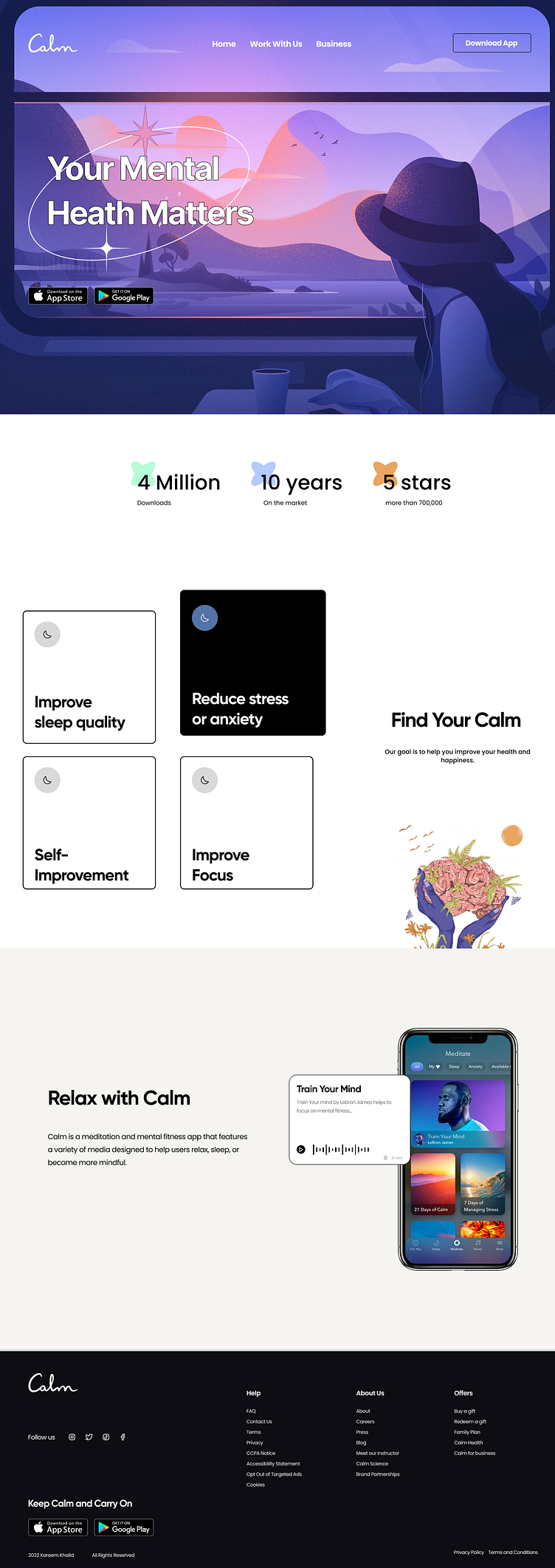 Calm Website redesign by Kareem Khalid on Dribbble
