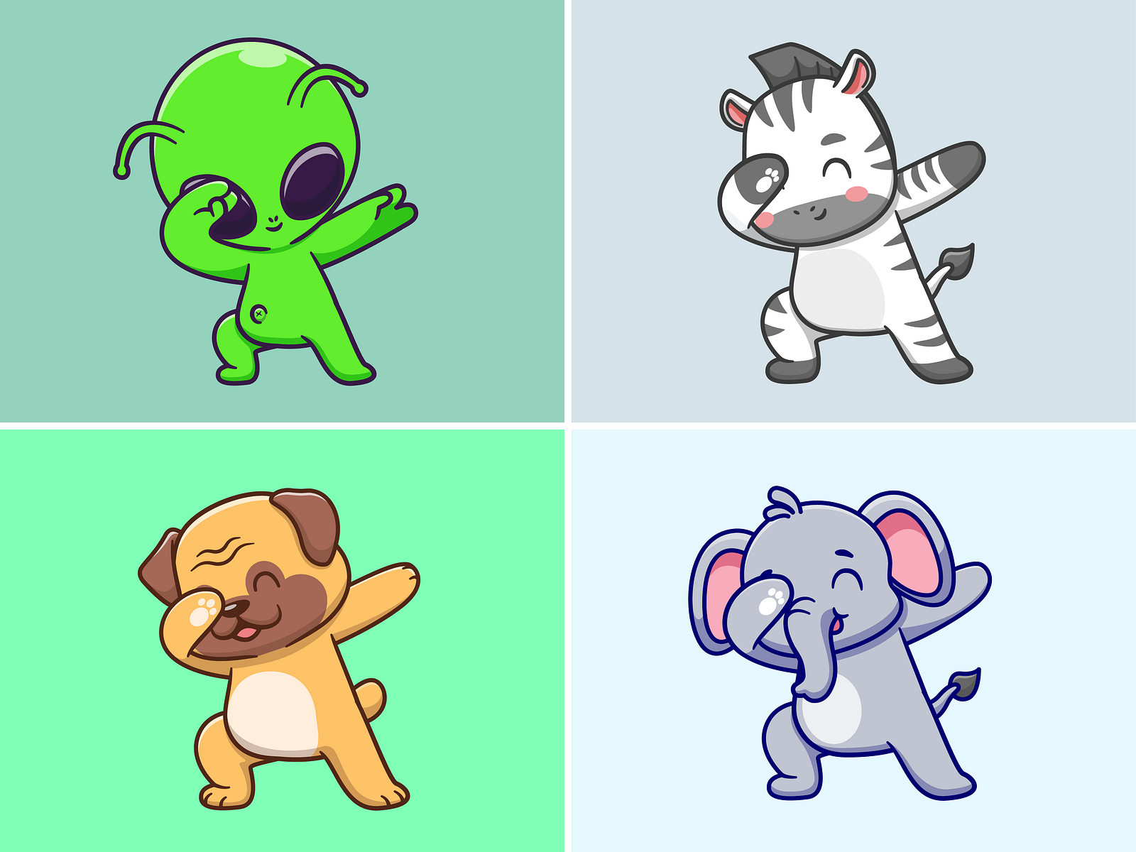 Dabbing Time!👽🦓🐕🐘 by catalyst on Dribbble
