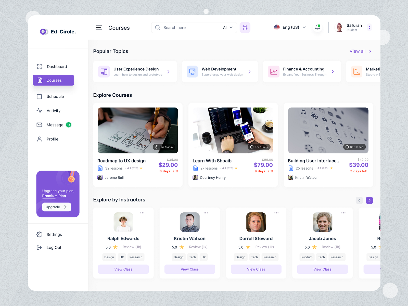 Elearning Web dashboard by Shoaib Mahmud on Dribbble