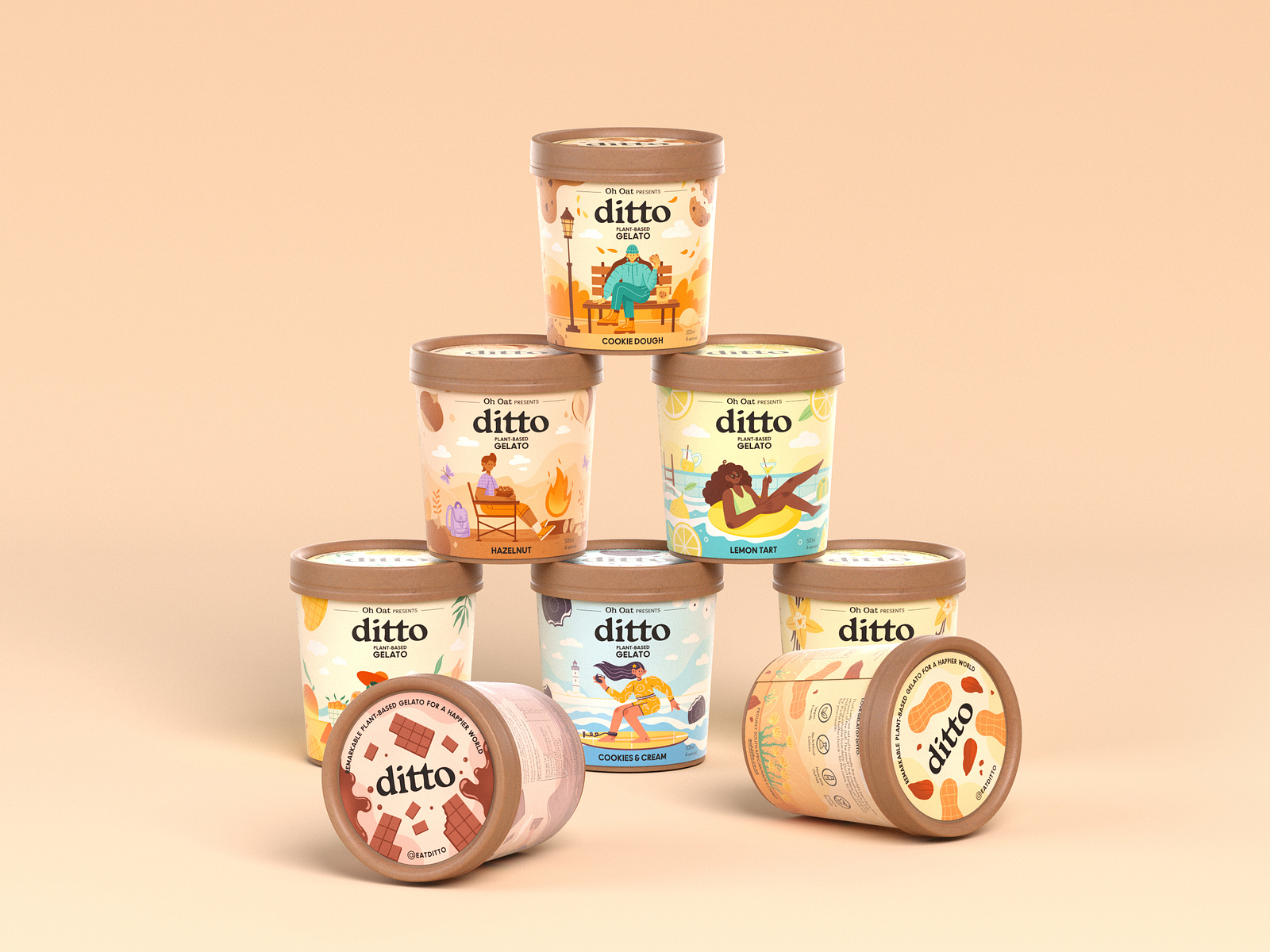 Ditto - Vegan Ice Cream Packaging Design by Sasha Lupine on Dribbble