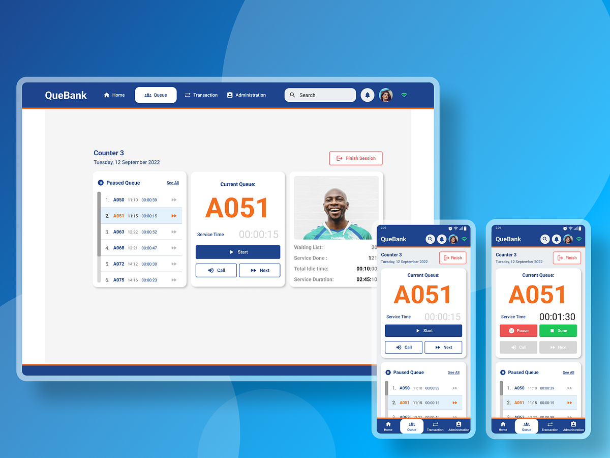Responsive Banking Queue System UI by Alfhy Zulfa on Dribbble