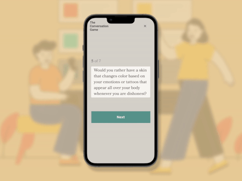 Engage face-to-face with this conversation starter app by Nicholas Burgher on Dribbble