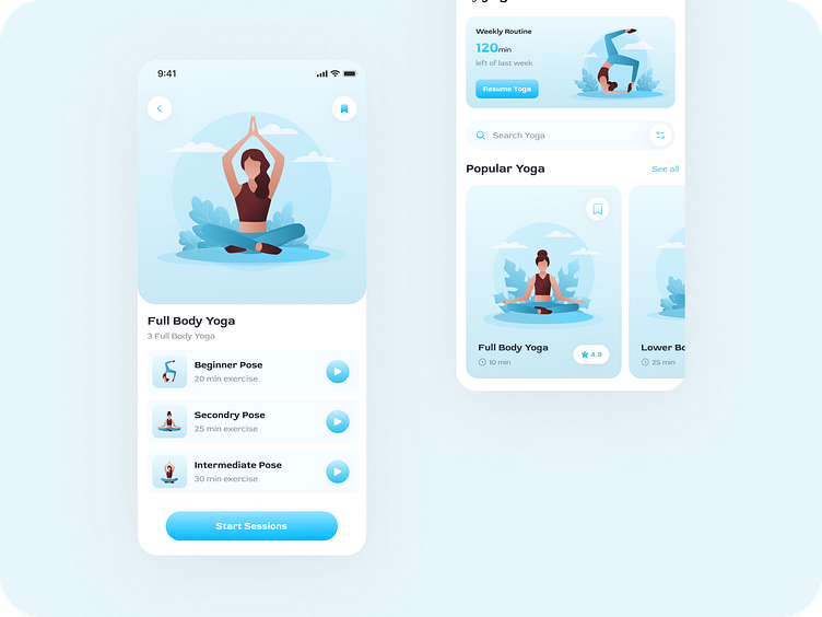 Yoga Mobile App UI Design by Implies Solution on Dribbble