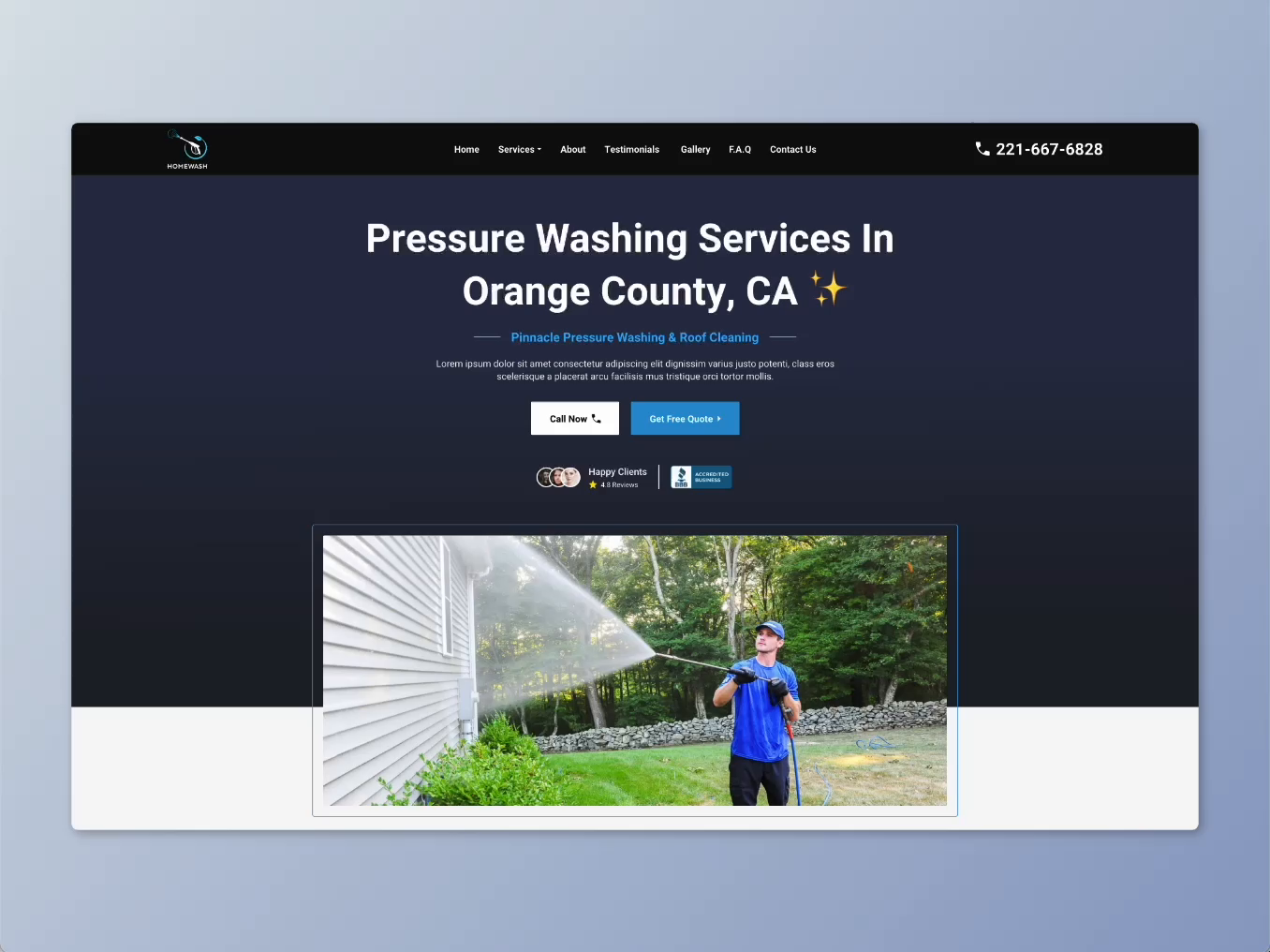 Home Wash - Pressure Washing Website Landing Page by WebnWell on Dribbble