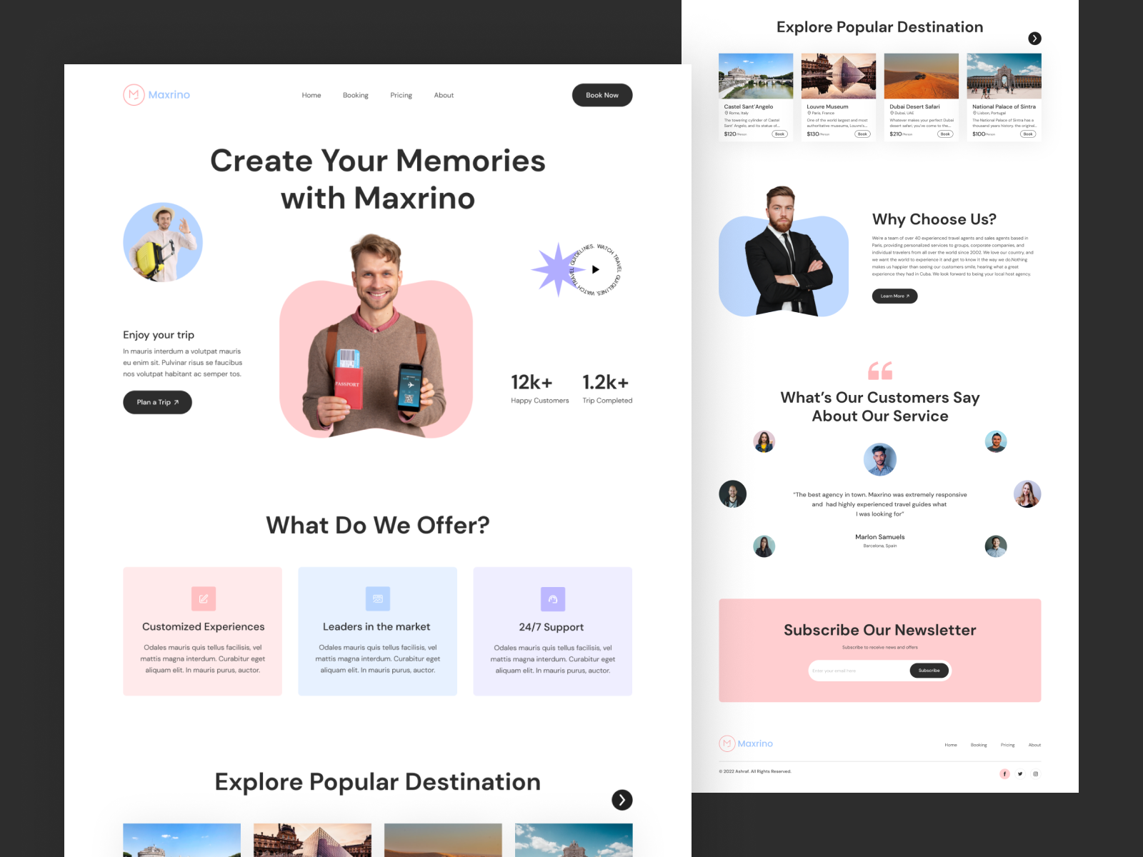 Maxrino - Travel Agency Landing Page by Md. Ashraf Miah on Dribbble