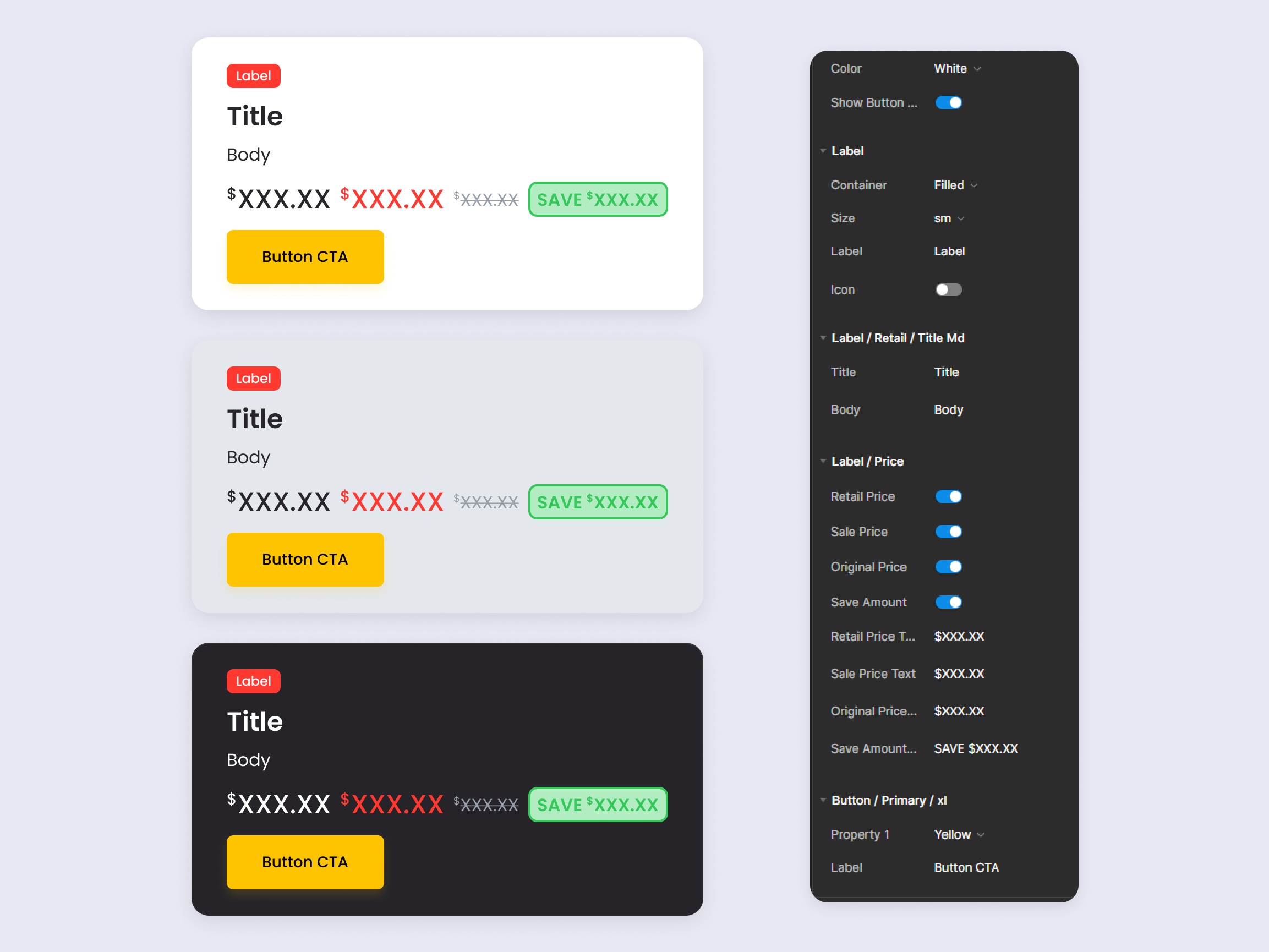 Card UI Auto Layout Customizable Component by Calen on Dribbble Card UI Auto Layout Customizable Component by Calen on Dribbble