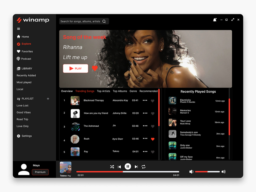 Winamp Redesign by Kharimah Bimbola Ahmed on Dribbble