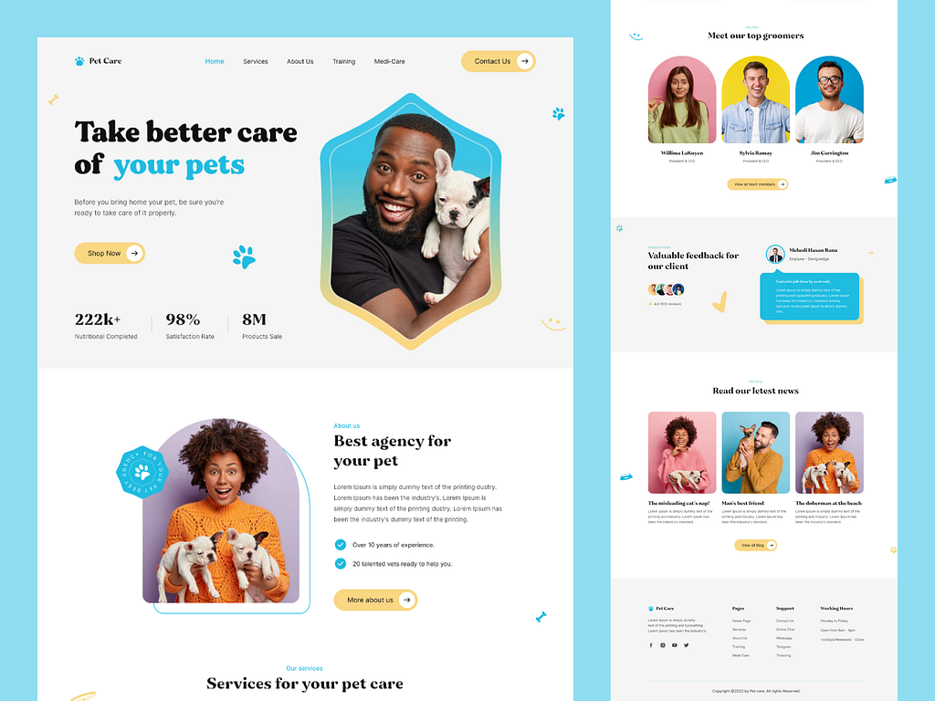 Pet Care Website by Mehedi Hasan Rana on Dribbble