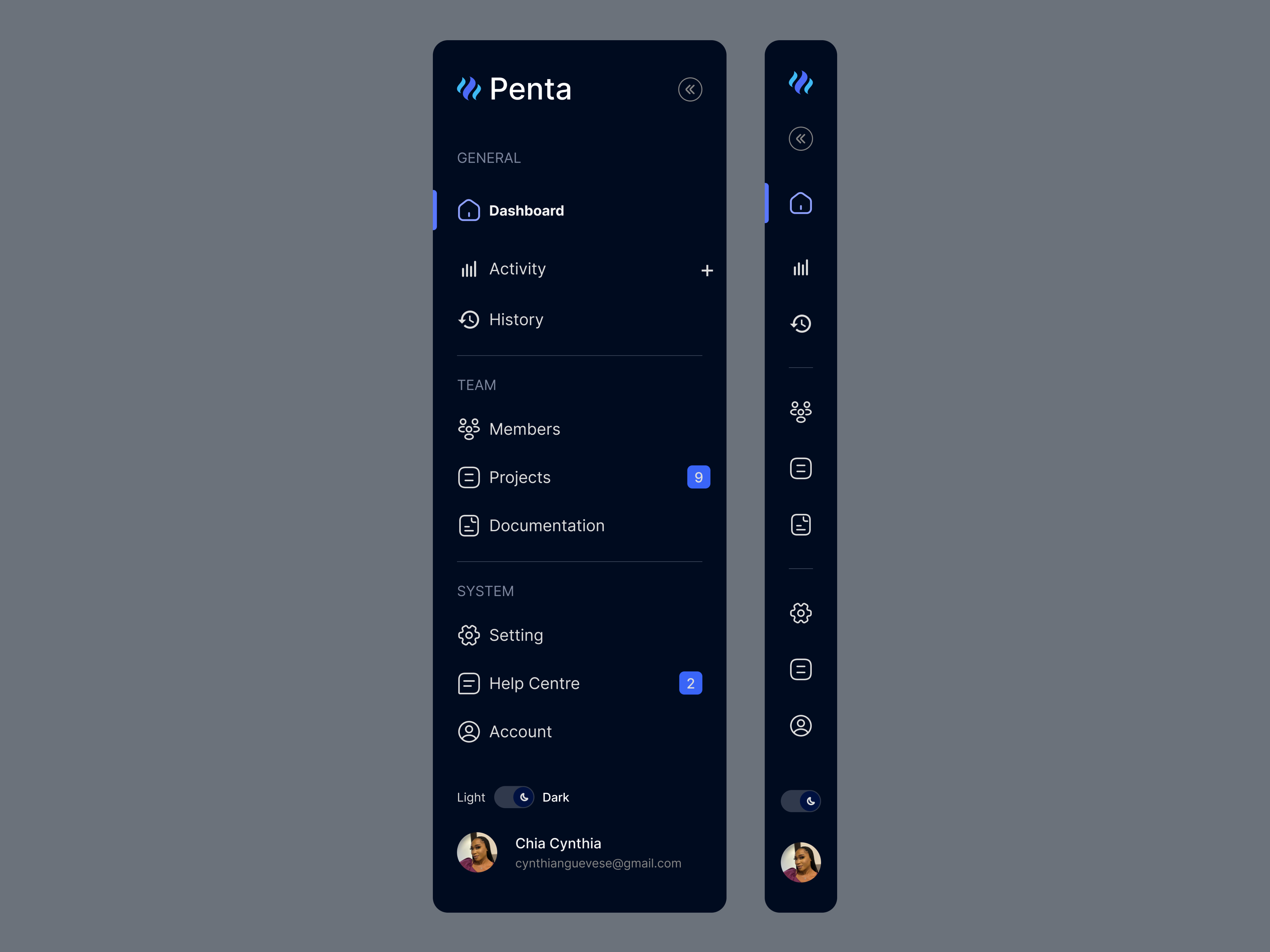 Dark mode UI- Side bar concept by Cynthia Chia on Dribbble