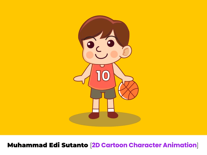 Cute Boy Cartoon Play Basketball | GIF Animation by Muhammad Edi ...