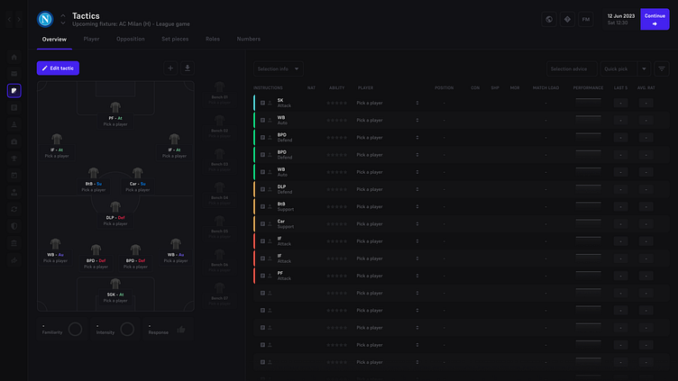Football Manager Squad view - UI/UX redesign by Piotrek Kosmala on Dribbble