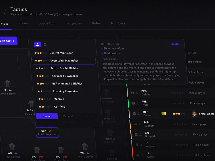 Football Manager Squad view - UI/UX redesign by Piotr Kosmala on Dribbble