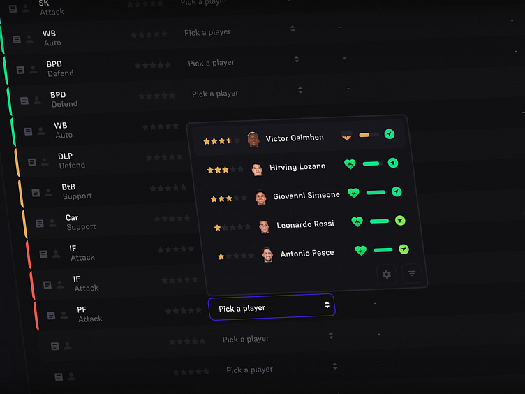 Football Manager Squad view - UI/UX redesign by Piotr Kosmala on Dribbble