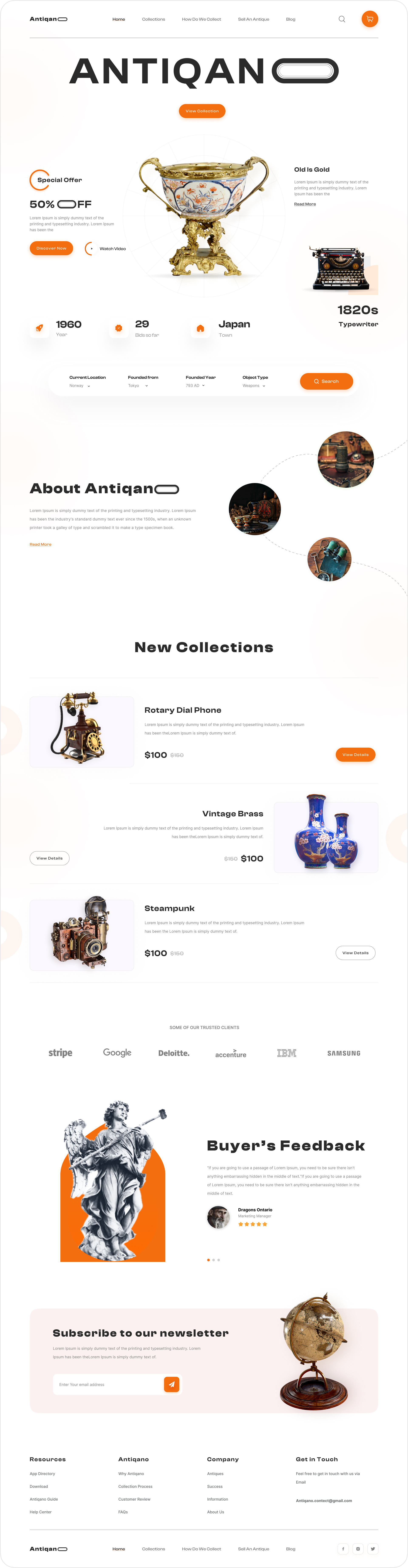 Antique Store - Landing and Website UI Design by intorque on Dribbble