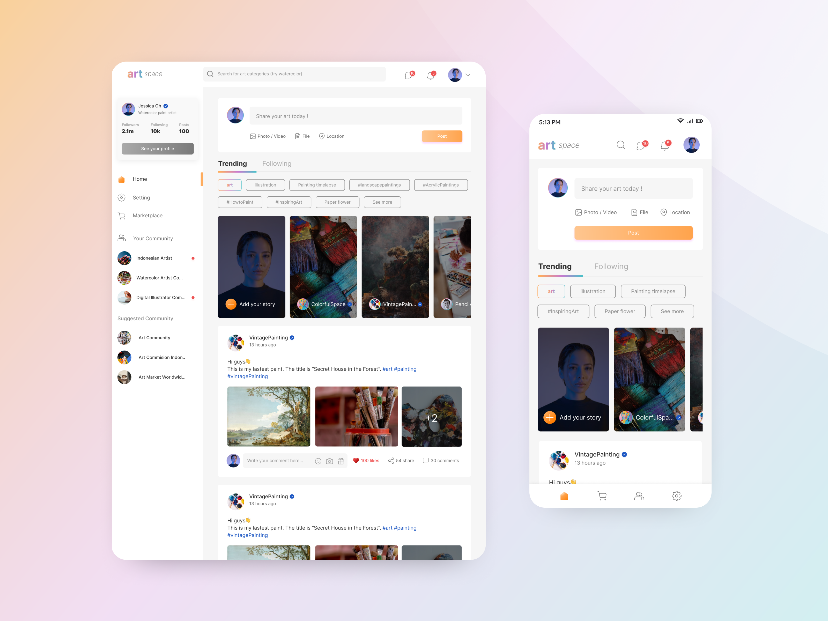 Art Space : Responsive Social Media Website Design by Mahdiya Aqila for ...