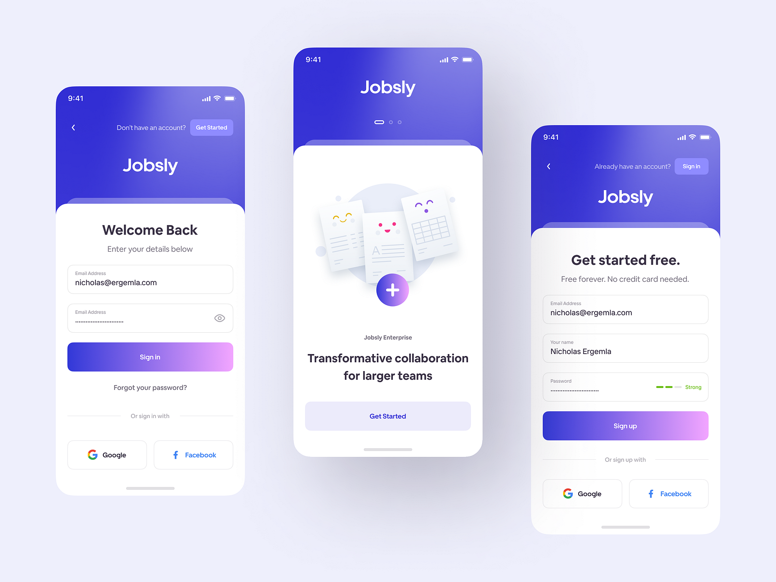 Jobsly - Sign in/up UI by Nicholas Ergemla for Awsmd on Dribbble Jobsly - Sign in/up UI by Nicholas Ergemla for Awsmd on Dribbble
