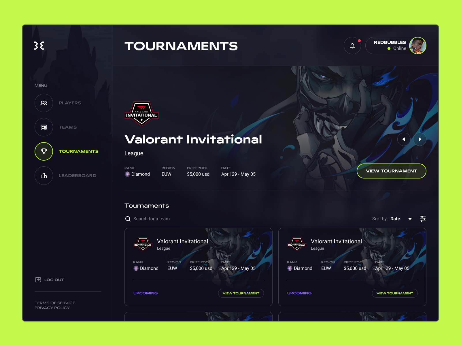 Esports Web App Animation by Koncepted on Dribbble