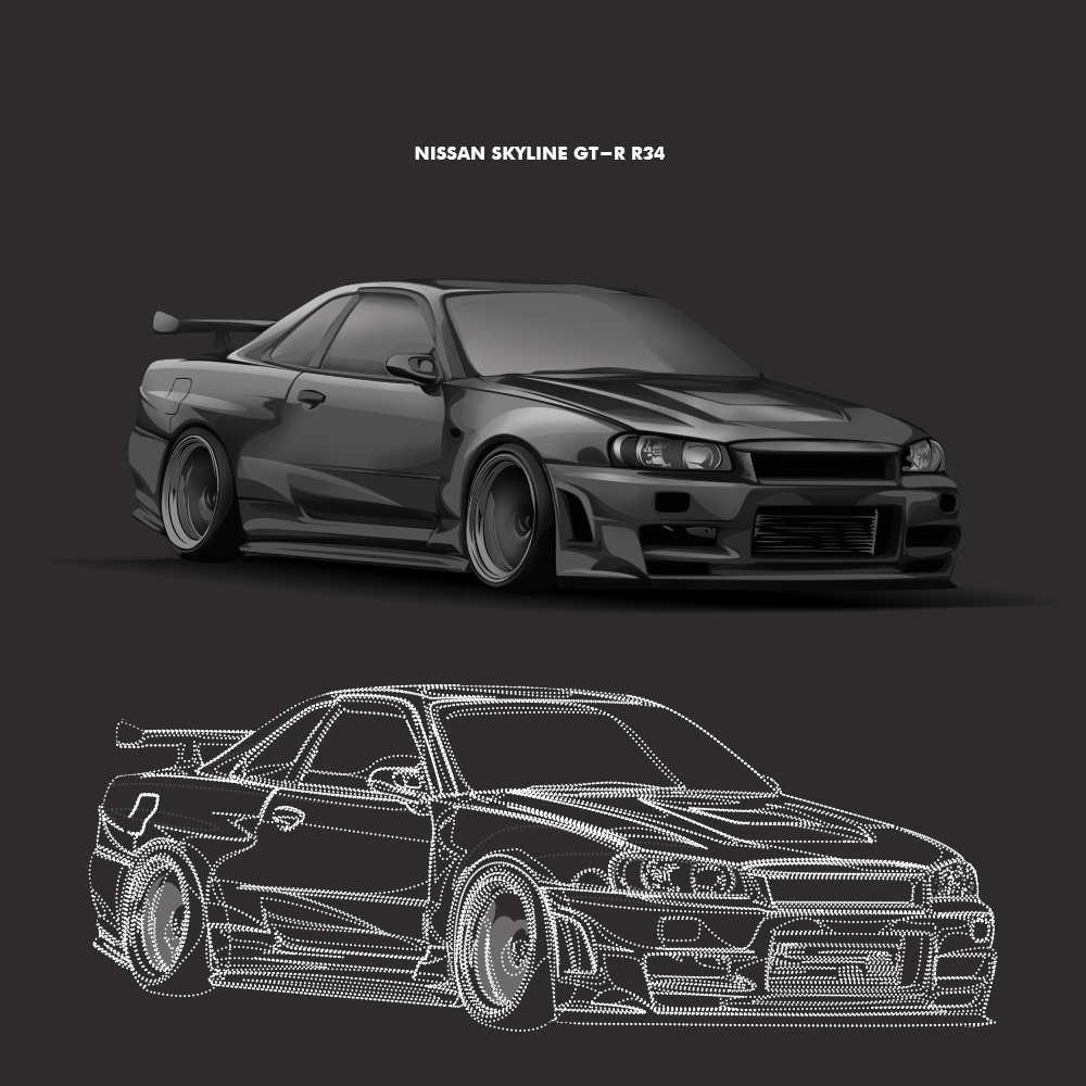 NISSAN GT-R R34 Illustration #3 by Rivaldo Bryant on Dribbble
